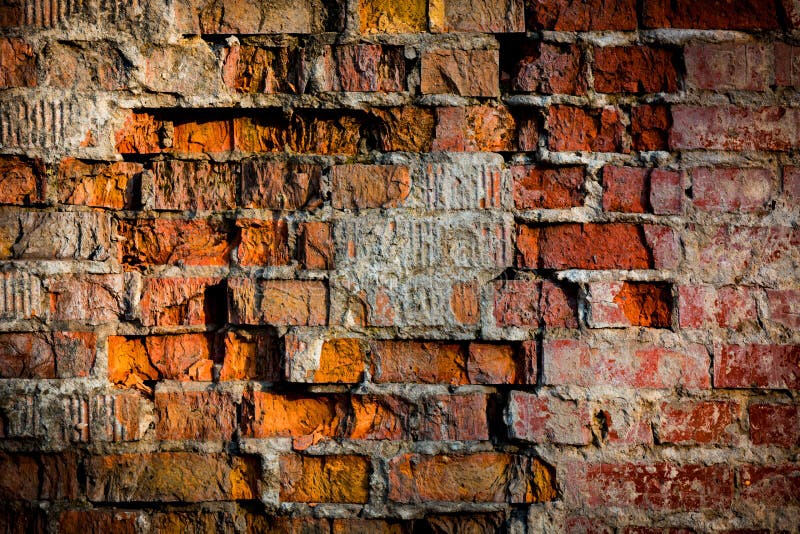 Old red brickwork wall stock image. Image of bricks, concrete - 89772355