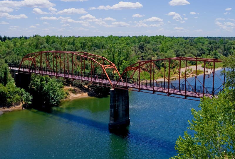Old Red Bridge Over the American River Stock Image - Image of ...