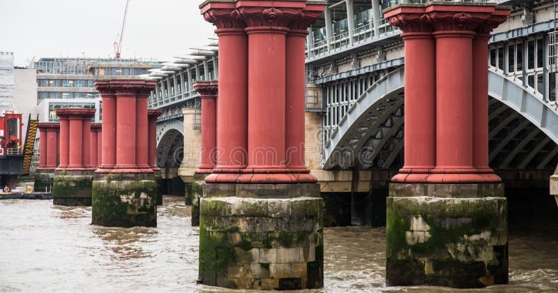 Old Red Bridge Supports in by Blackfriars Bridge Stock Photo - Image of ...