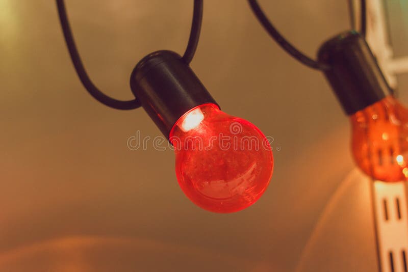 Old Red Bulb Hanging from the Ceiling Close-up Stock Image - Image of ...