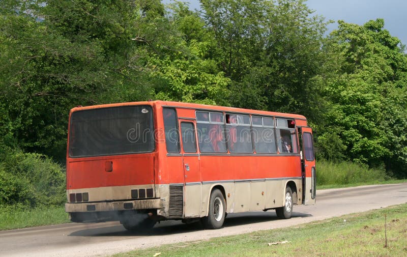 Old red bus stock image. Image of equipment, border, forest - 17277807