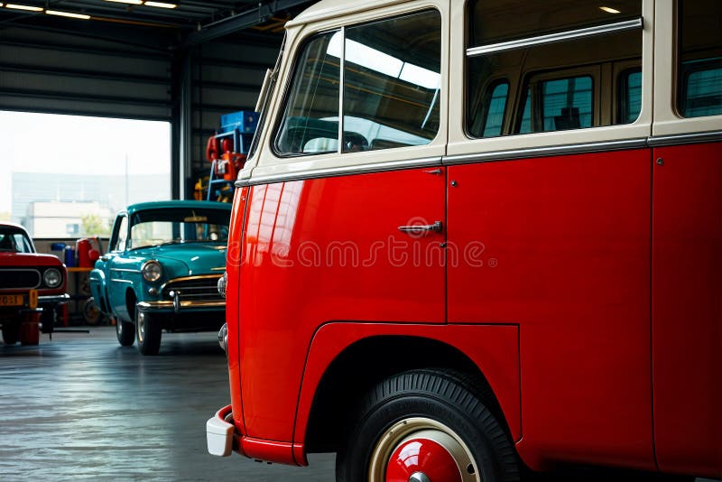 Old Red Bus. the Bus is at the Technical Station Stock Illustration ...