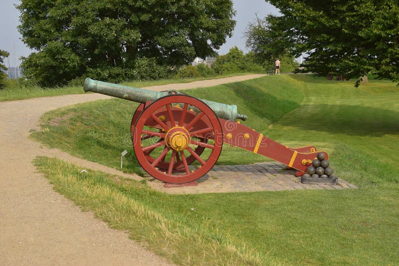 Old Red Cannon in Kastellet Stock Photo - Image of citadel, fortress ...