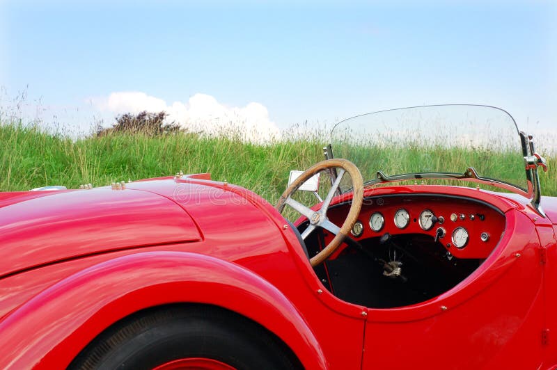 Old red car stock photo. Image of classic, steering, road - 8002880