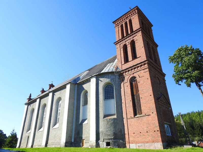 Old Red Catholic Church, Lithuania Stock Photo - Image of catholic ...