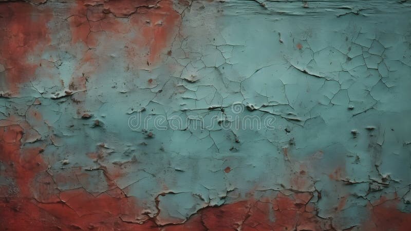 Old Red Concrete Wall Surface. ?rumbled. Close-up. Dark Teal Rough ...