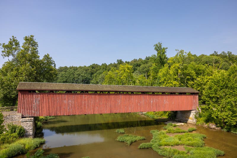 Cataract Covered Bridge Over Mill Creek Stock Image - Image of ...