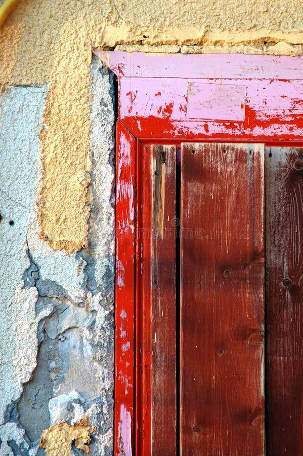 Old red door stock image. Image of door, chipped, wall - 262275
