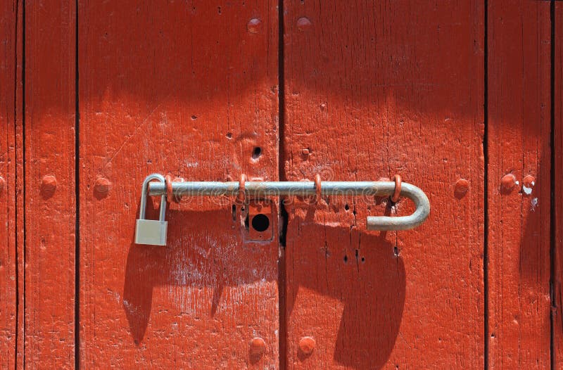 Red door with lock stock photo. Image of residence, front - 29753018