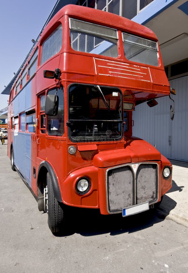 Old Red Double Decker Public Bus Stock Image - Image of deck, british ...