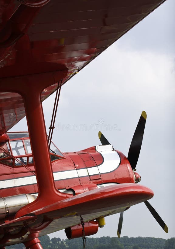 Old Red Doubledecker Aircraft Stock Image - Image of engine, wings: 9973839