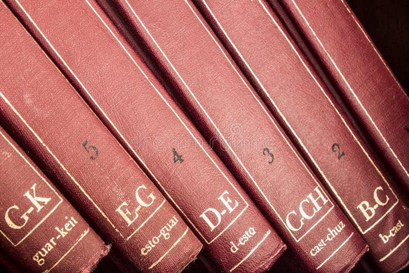 Close-up of a Red Old Encyclopedia Stock Image - Image of bookstore ...