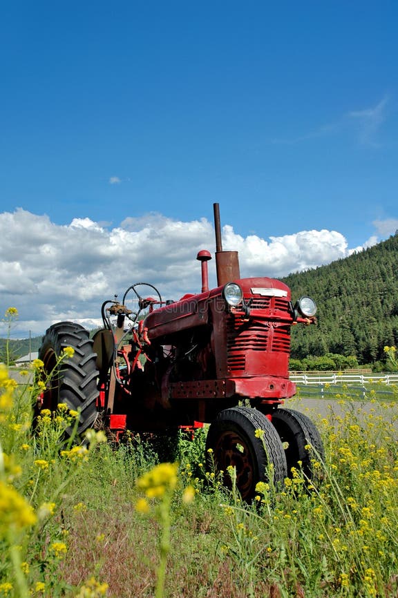 Old Red Farm Tractor stock photo. Image of crop, aged - 5910604