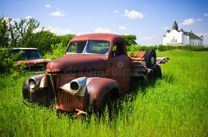 Old Red Farm Truck stock photo. Image of relic, rustic - 15586264