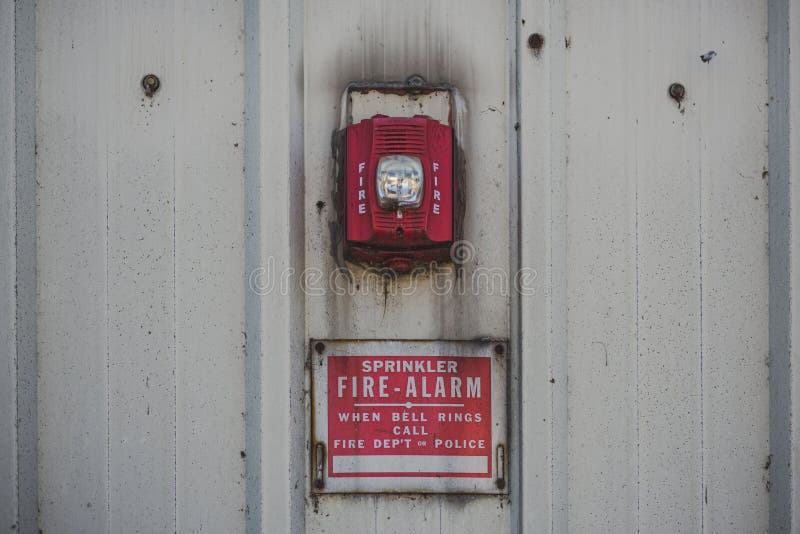 Old Red Fire Alarm on the Wall in Wisconsin Stock Image - Image of ...