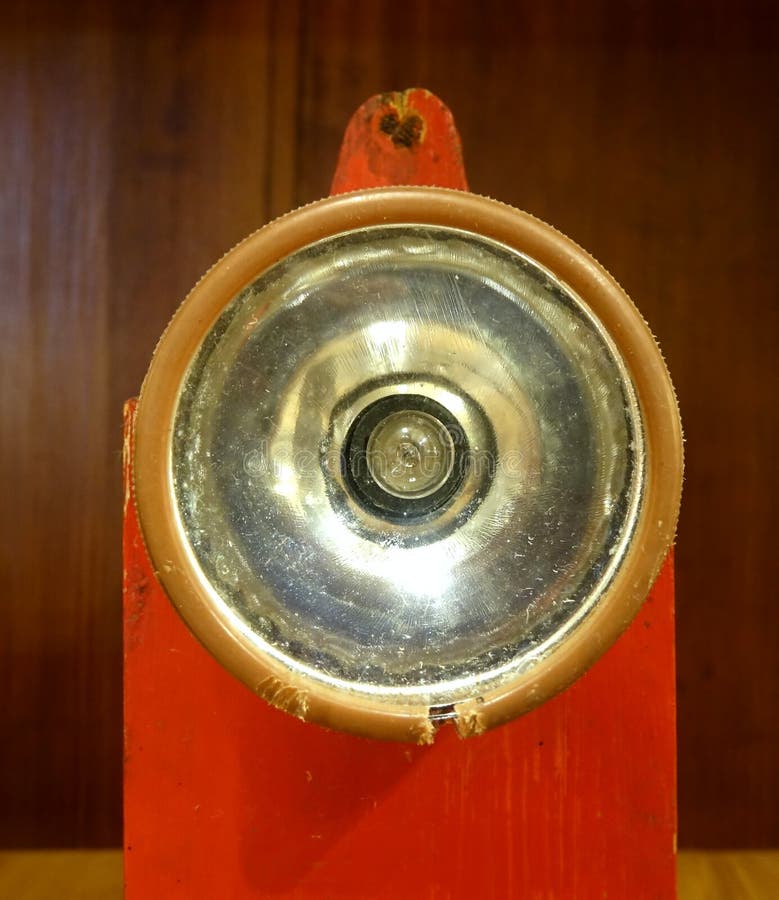 Old Red Flashlight stock image. Image of brittle, lens - 49681797