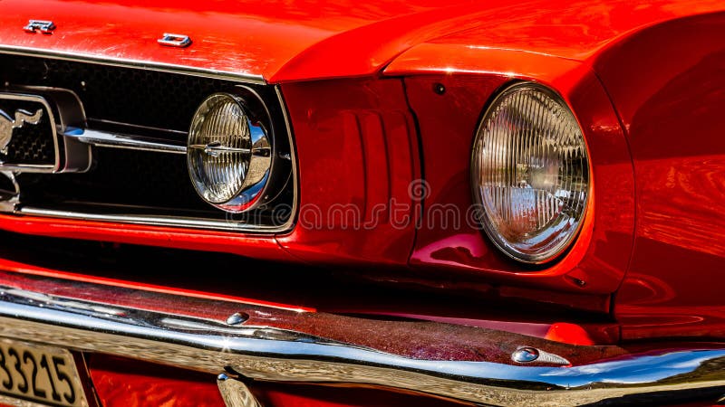 Old red Ford Mustang editorial photo. Image of retro - 145639686
