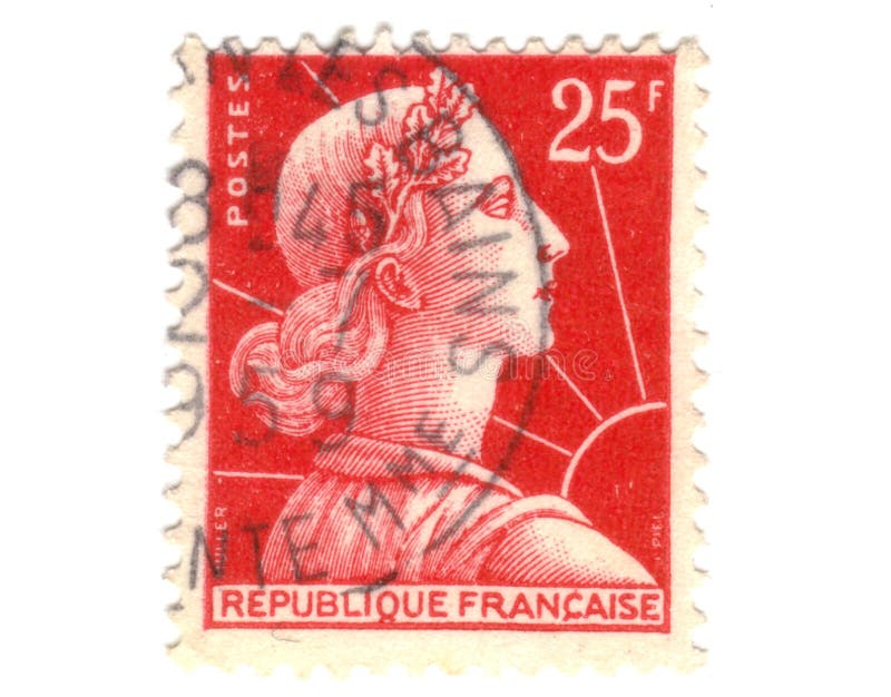 Old red french stamp editorial image. Image of paper, postage - 6964840