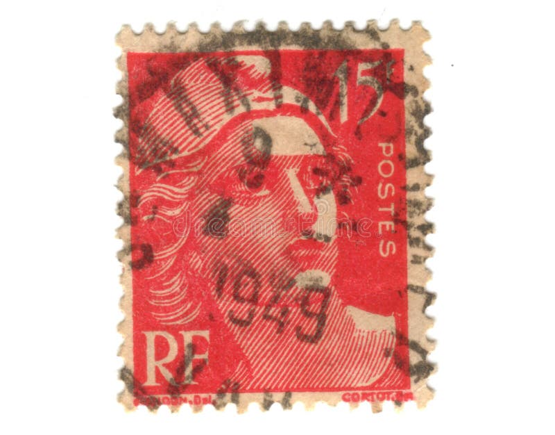 Old red french stamp editorial photo. Image of rubber - 7199721