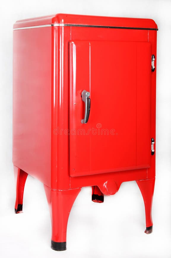 Old red fridge stock image. Image of kitchen, fresh - 393179681