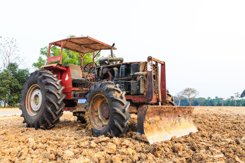 Old red grader bulldozer stock photo. Image of heavy - 28916540