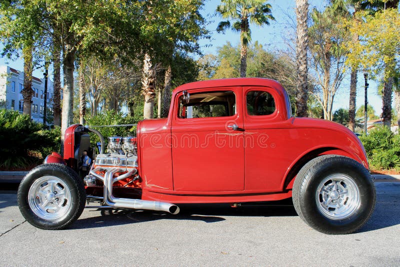 Old red hot-rod Car stock photo. Image of travel, modified - 29039982