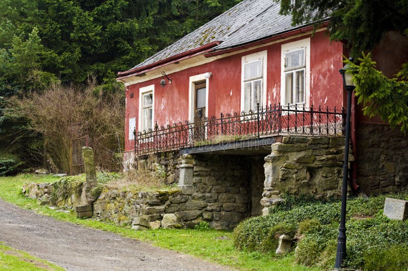 Old red house stock image. Image of white, daytime, green - 8358325