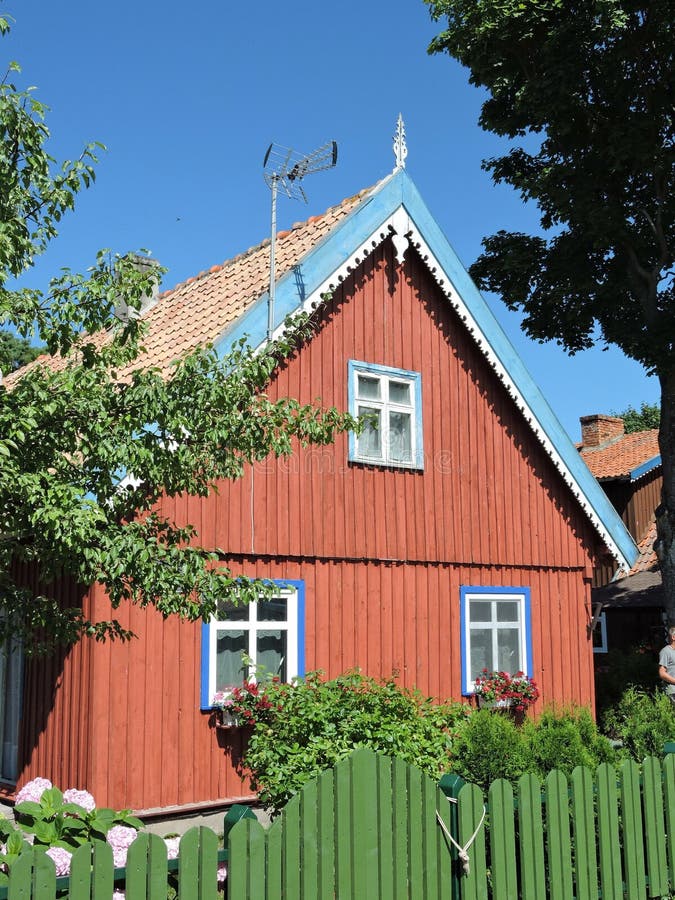 Old red house, Lithuania stock photo. Image of reed, house - 45654292