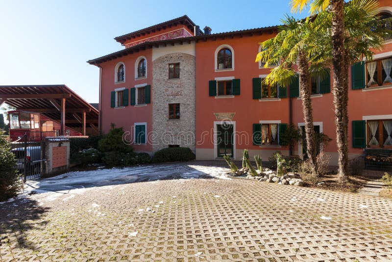 Old red house, outdoors stock image. Image of house, window - 85528185