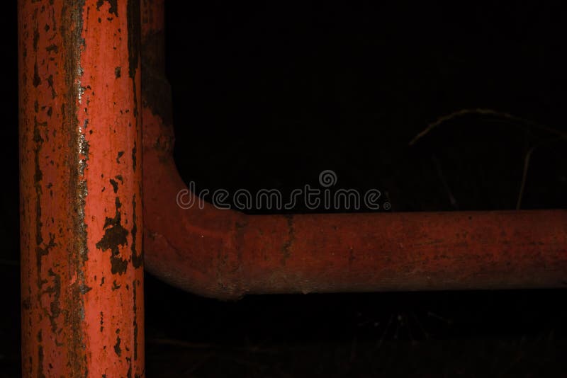 Old Red Industrial Metal Pipes Stock Image - Image of water, grunge ...