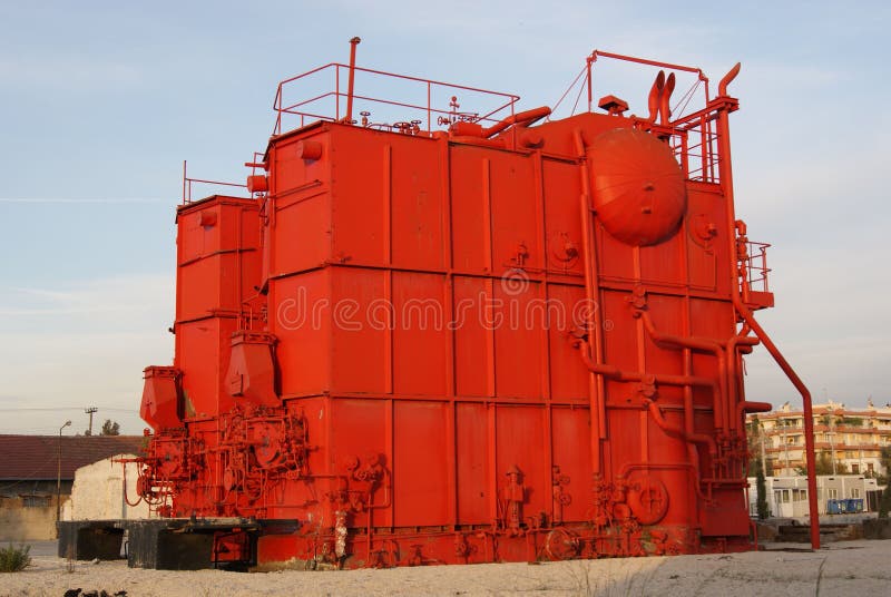 Old red iron machine stock image. Image of macro, gearing - 12039845