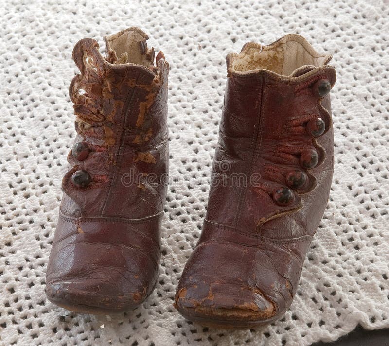 Old red leather baby boot stock image. Image of rough - 35366079
