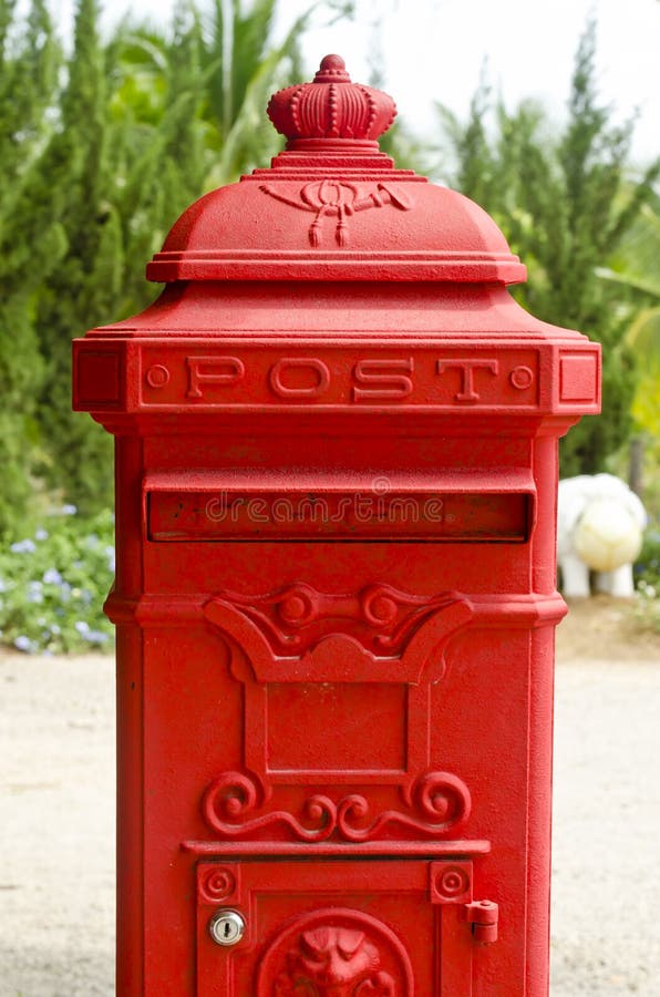 Old red mailbox. stock image. Image of postbox, cast - 24818827