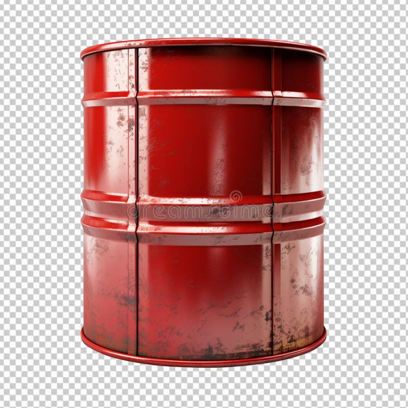 Old Red Metallic Barrel Isolated on Transparent Background Stock ...