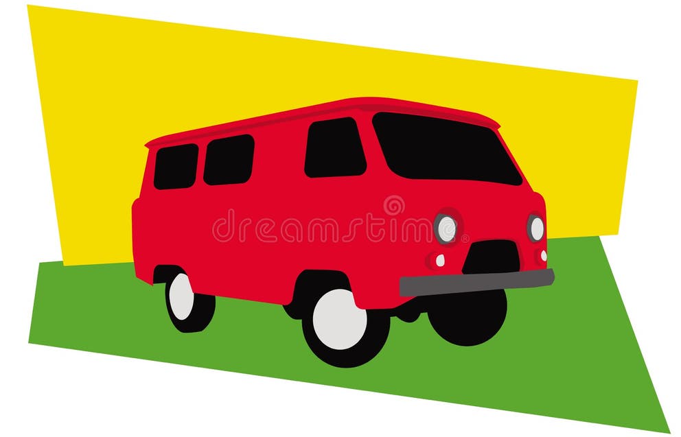 Old Red Minibus. 60s Style Car Stock Vector - Illustration of microbus ...
