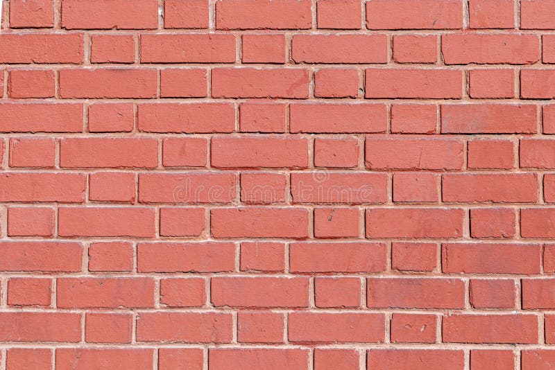 Old Red Ochre Painted Clean Brick Wall Stock Photo - Image of pattern ...