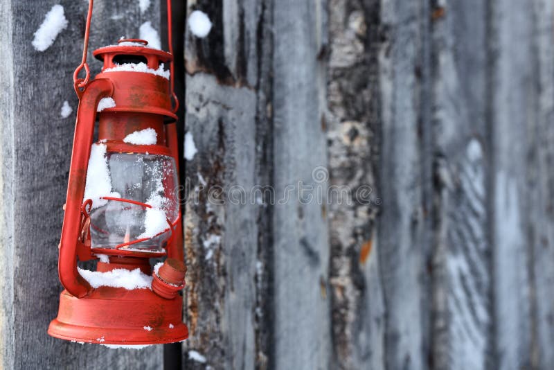 Old Red Painted Lantern stock image. Image of style - 140309819