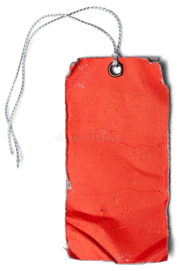 Old Red Paper Tag on White Background Stock Photo - Image of isolate ...