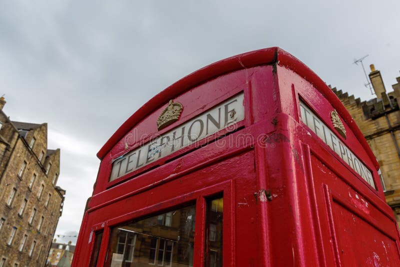 Old Red Phone Box in Edinburgh Stock Image - Image of travel ...
