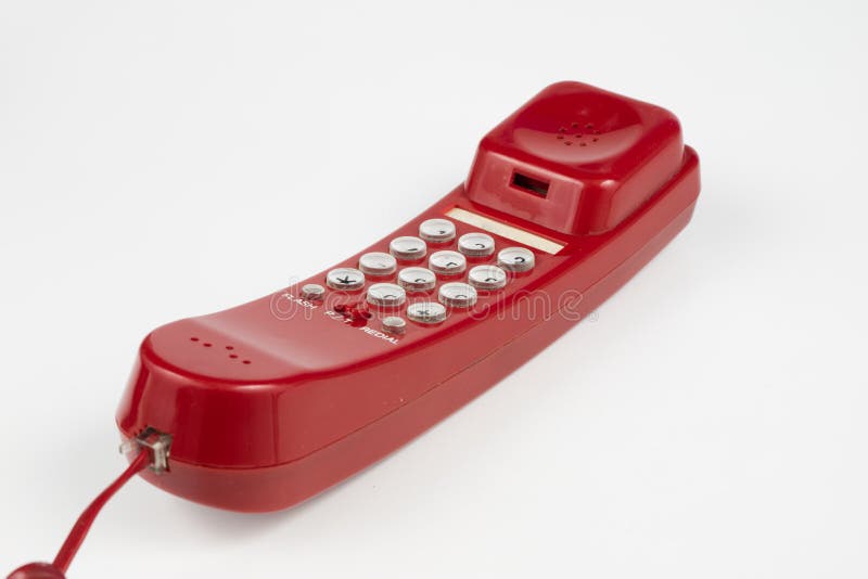 Old Red Phone with a Handset. a Telephone Set from the Nineties Stock ...