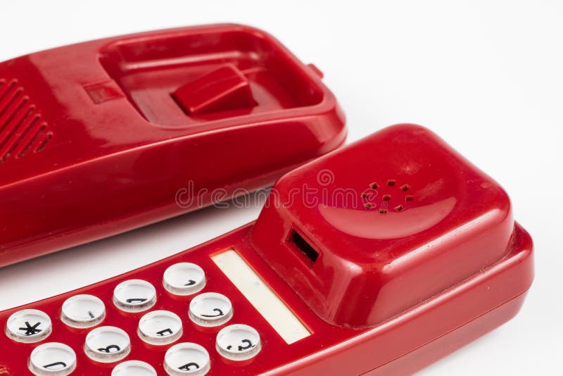 Old Red Phone with a Handset. a Telephone Set from the Nineties Stock ...