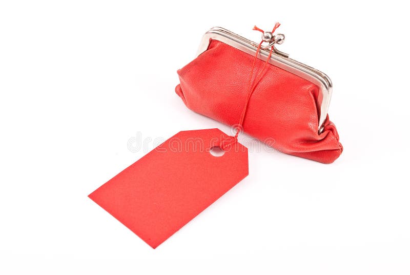 Old red purse with tag stock image. Image of cash, conceptual - 14618711