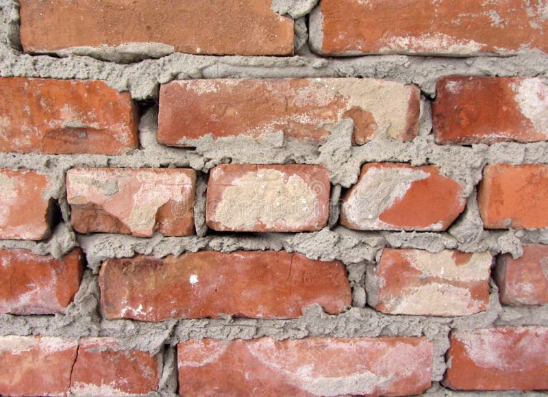 Old red rough brickwork stock image. Image of brickwork - 303456539