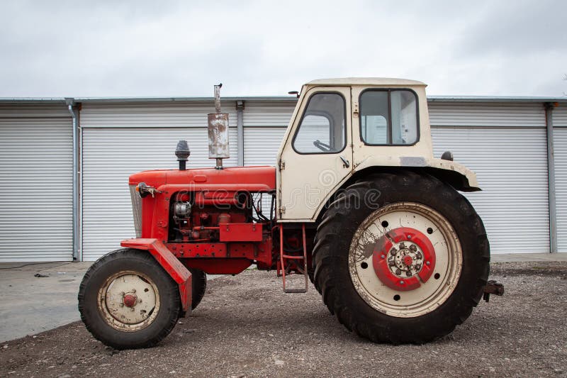 Old red russian tractor stock image. Image of agriculture - 242150677