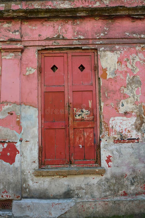 Old Red Shutters and Peeling Paint Stock Photo - Image of lived, house ...