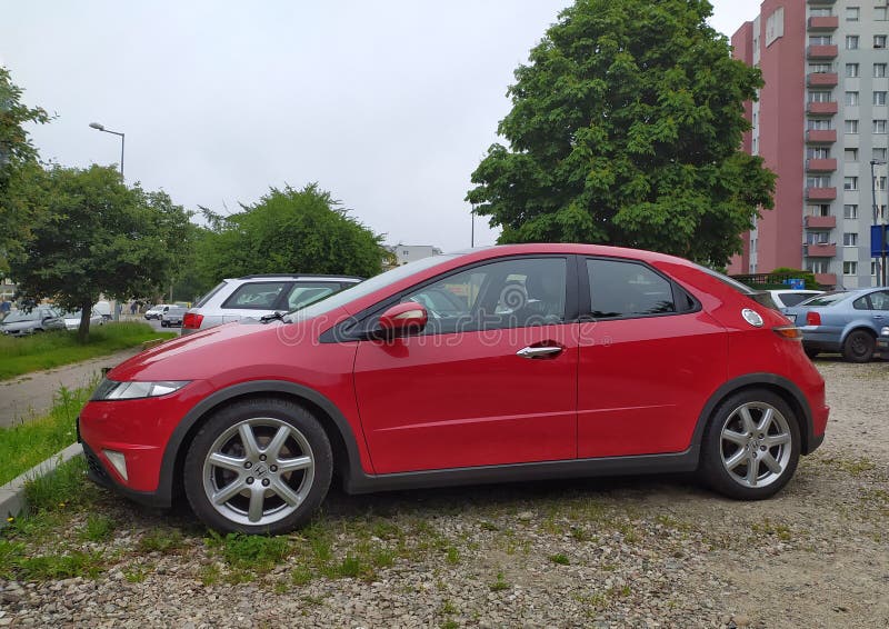 Old Red Small Compact Car Honda Civic VII Editorial Photography - Image ...