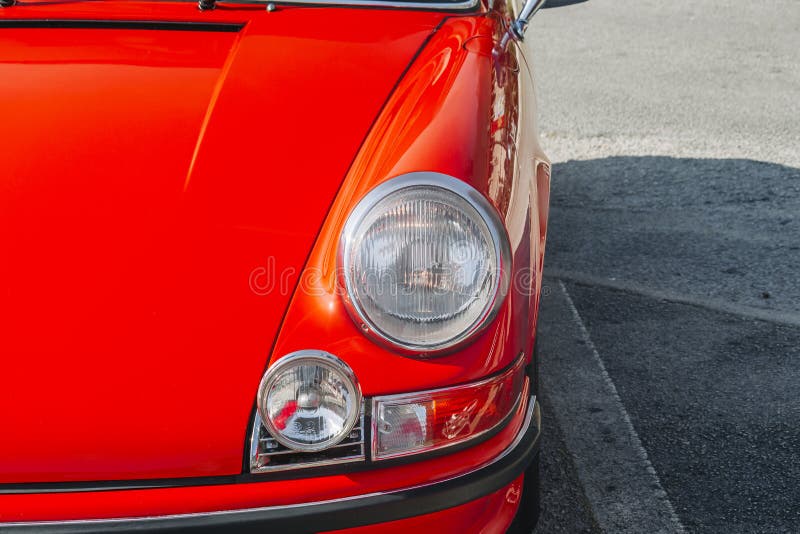 Old Red Small Vintage Car Parked on the Street Stock Image - Image of ...