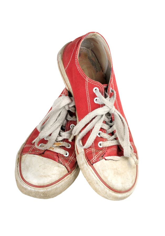 Old red sneakers stock image. Image of sneaker, shoelace - 20991071