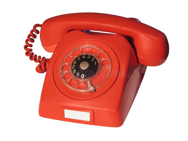 Red Retro Telephone on White Background Stock Image - Image of contact ...