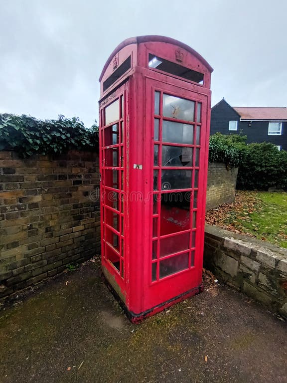 Old Red telephone box stock image. Image of wood, yard - 273888147